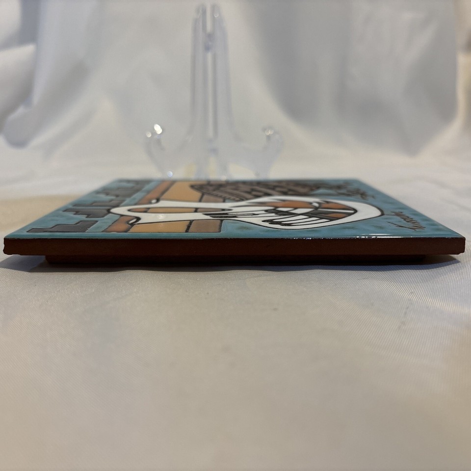 Vintage Cleo Teissedre Designs 6"x6" Pottery Art Tile Hand Painted ...