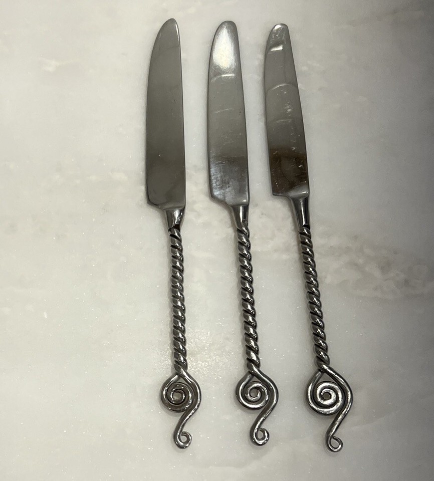 World Market Maroc Flatware Twist Handle Treble Clef 3x Knives 9 7/8 ...