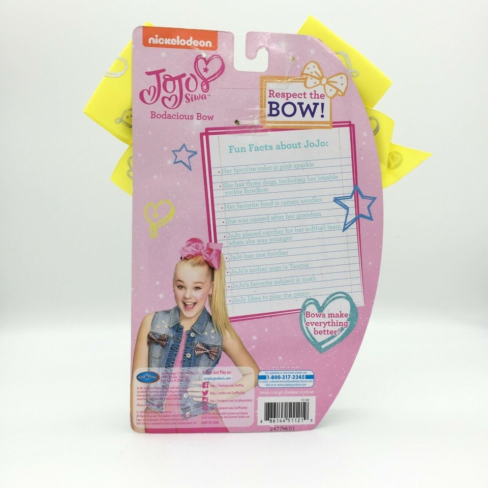 JoJo Siwa Bodacious Bow Yellow With Hearts and Rainbow Hair Extension ...