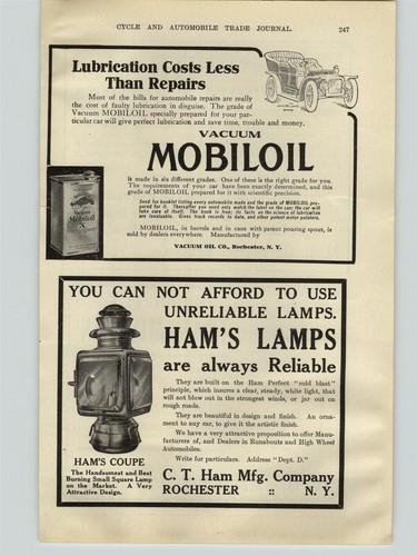 1909 PAPER AD Ham's Hams Car Auto Automobile Oil Lamps Lamp | eBay