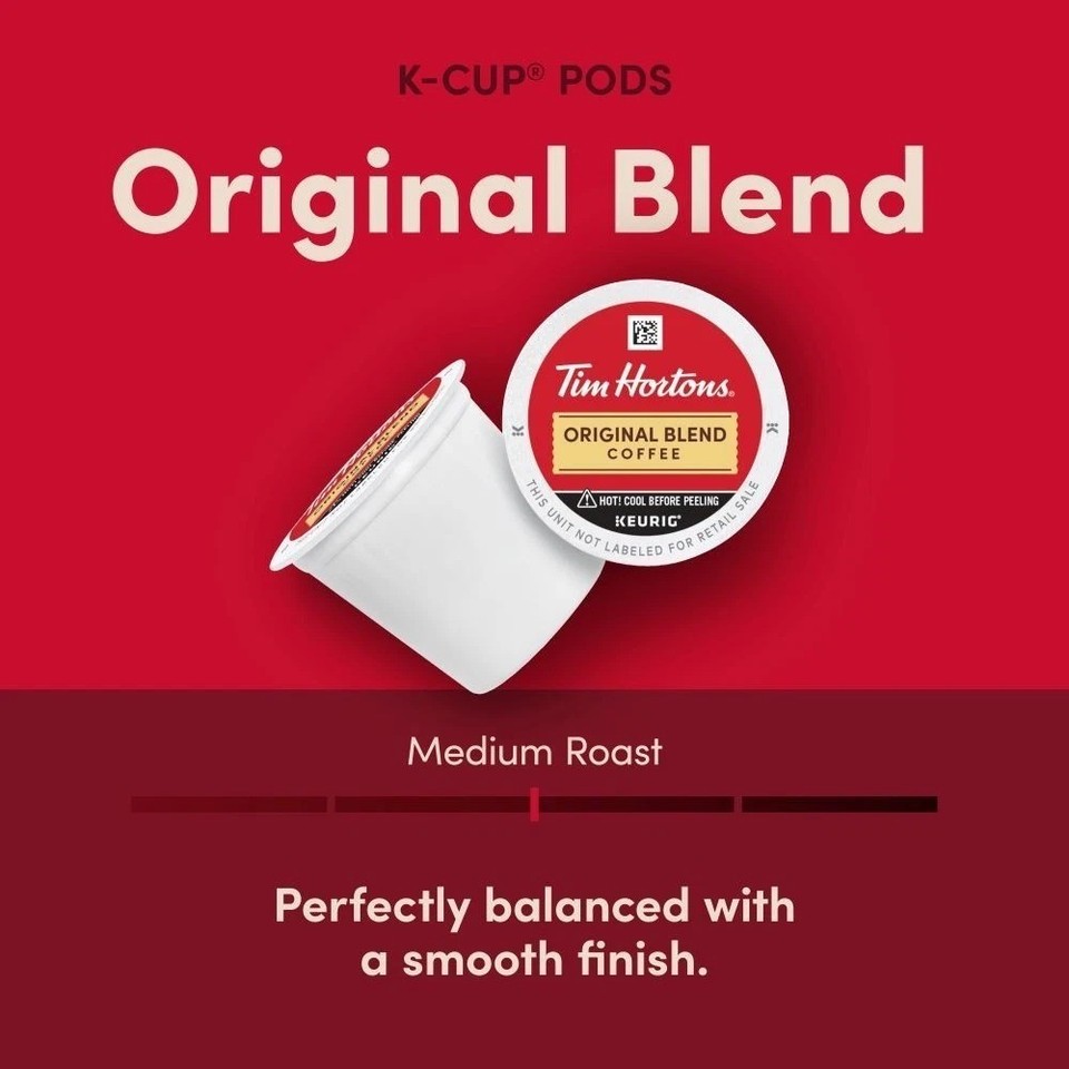 Tim Hortons Original Blend Medium Roast K-Cup Coffee for Keurig Brewers ...