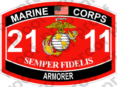 STICKER USMC MOS 2111 ARMORER ooo USMC Lisc No 20187 | eBay