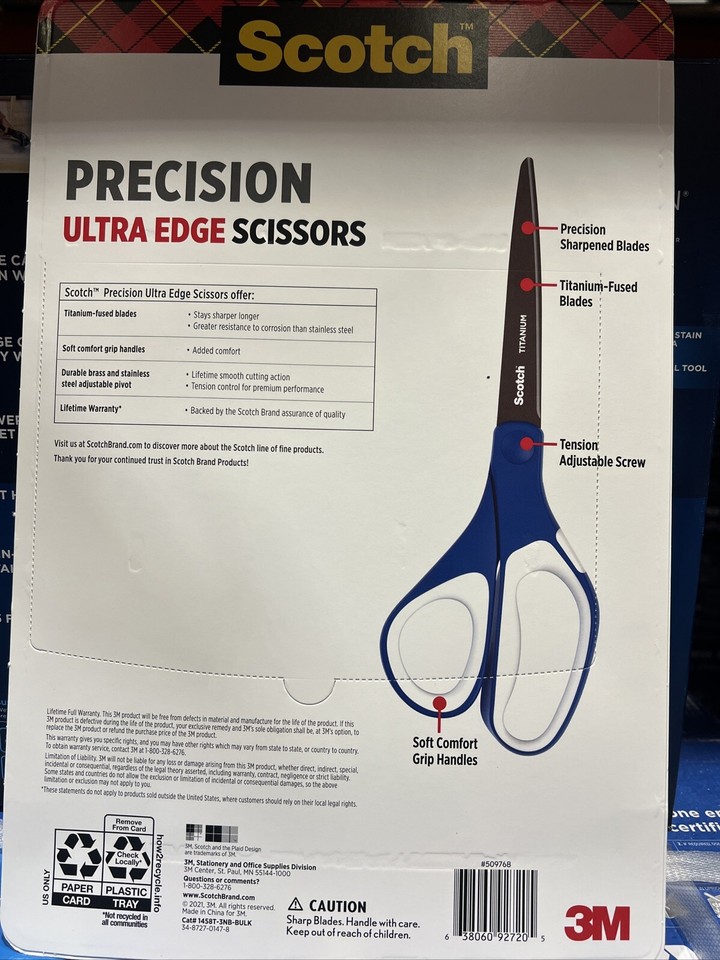 3M Scotch Precision Ultra Edge 8" Scissor Scissors 3 count 3-8 inch 3 ...