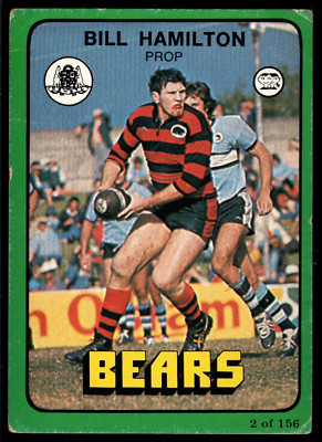 1978 #2 Bill Hamilton North Sydney Bears Scanlens rugby league NRL card ...