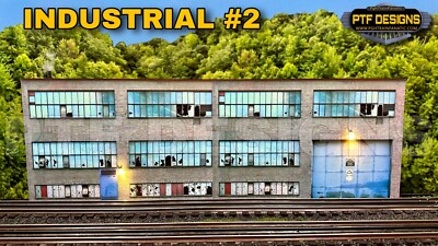 HO Scale Industrial #2 Building Flat Factory 3D w/ LED~ Background 1:87 ...