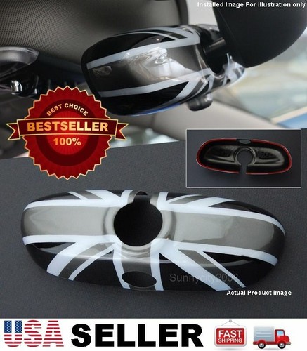 Black Union Jack UK Flag Rear View Mirror Cover For MINI Cooper F55 F56 ...