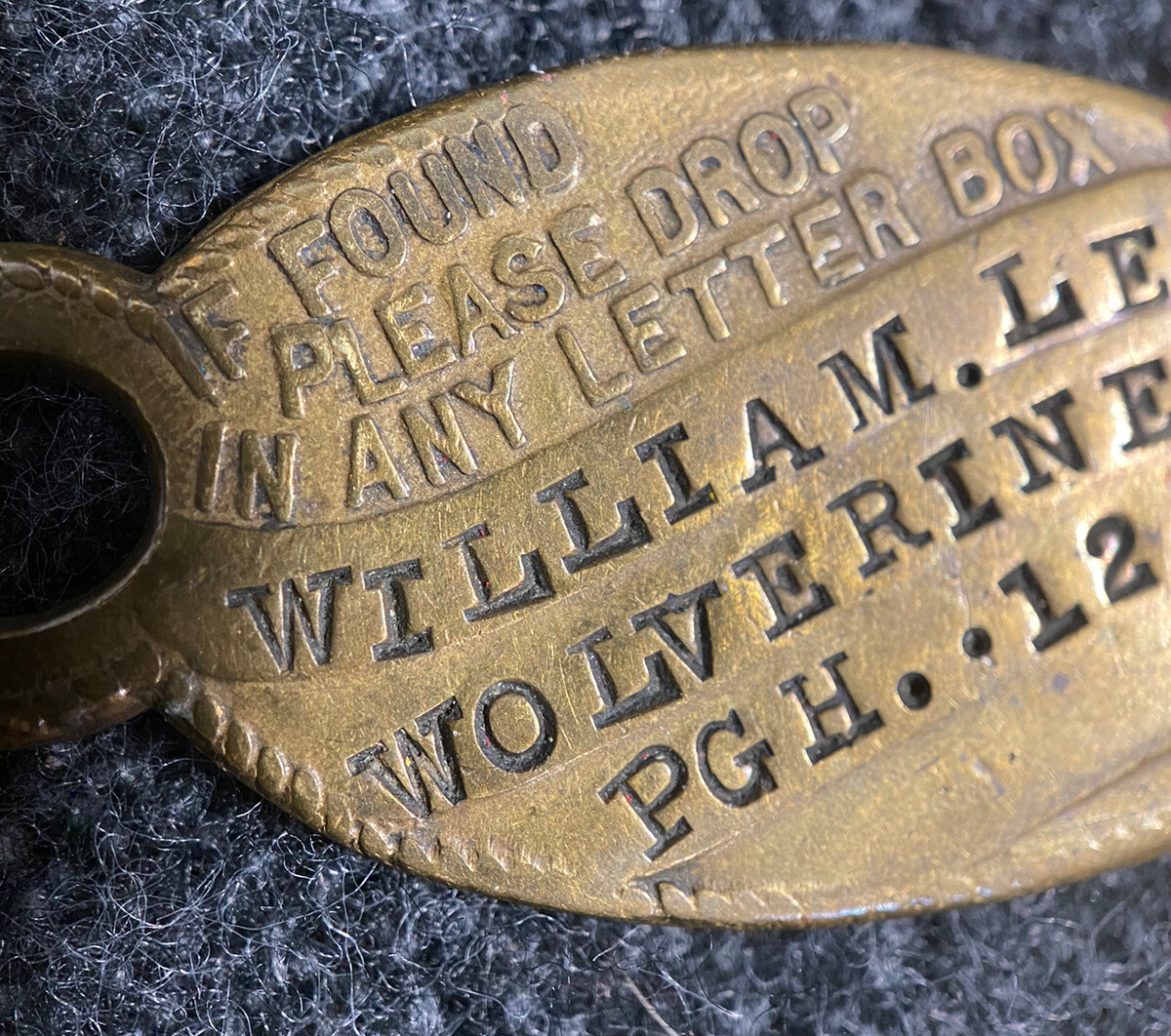 RARE WOLVERINE TOY CO PGH PA Antique Vtg “If Found” Employee Key Tag ...