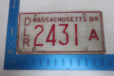 Massachusetts License Plate Tag 1984 84 MA Dealer DLR 2431A | eBay