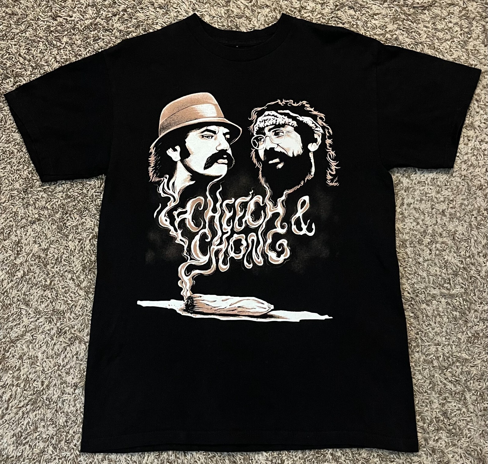 Cheech & Chong Classic Portrait Men's Black T-Shirt S… - Gem