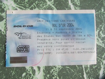 TICKET MOTOS BOL D'OR 2004 | eBay
