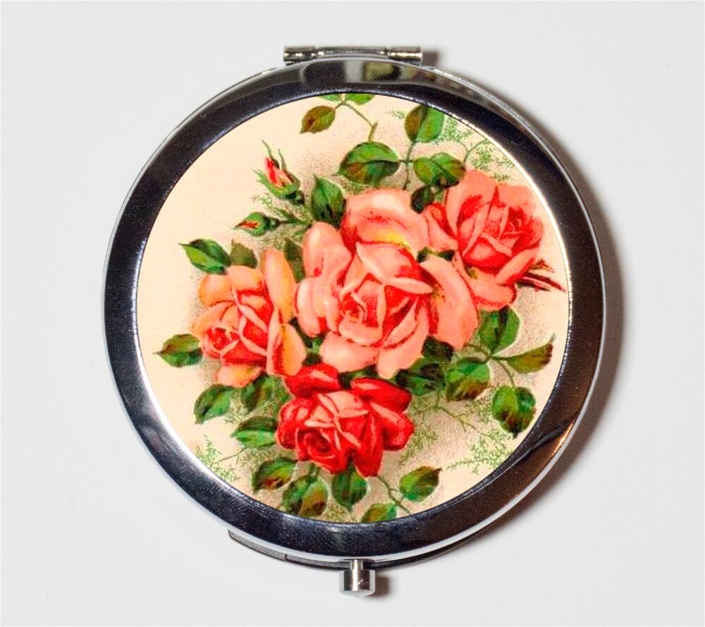 Flowers Roses Flower Floral Compact Mirror Make Up Pocket Mirror ...