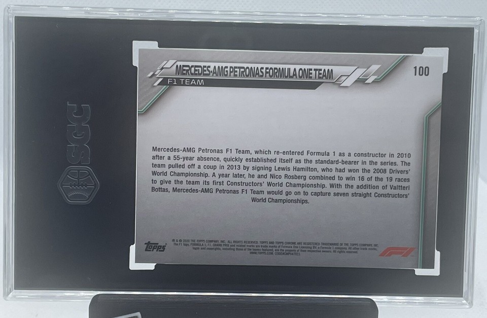 Lewis Hamilton 2020 Topps Chrome Formula 1 Sapphire #100 SGC 10 GOLD ...