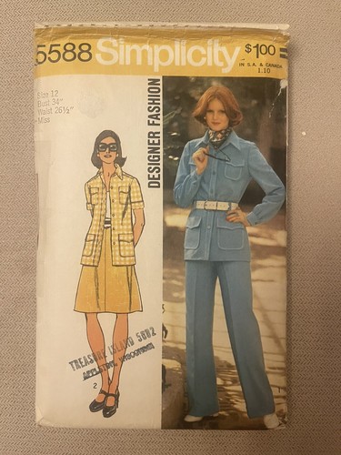 Simplicity 5588 Pattern Skirt Pants Shirt Jacket Miss Size 12 Cut ...