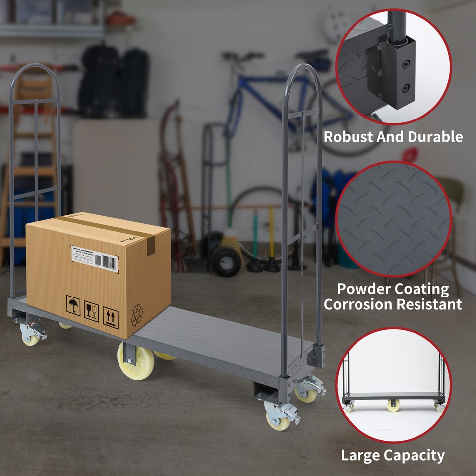 Narrow Aisle U-Boat Platform Cart Truck Dolly Thick Steel Deck 2000 LB ...