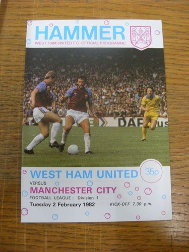 02/02/1982 West Ham United v Manchester City | eBay