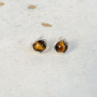Tigers Eye Stud Earrings Sterling Silver Handmade 4mm Dainty Earrings ...