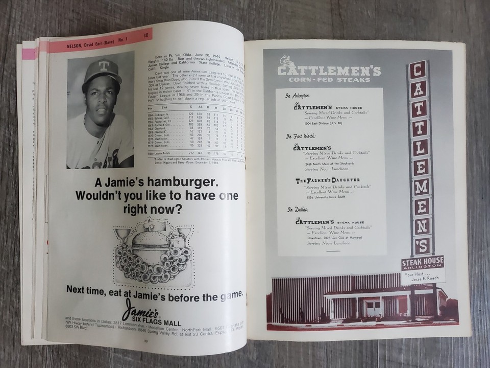 Rare Vintage MLB 1972 Texas Rangers Souvenir Program & Scorecard VERY ...