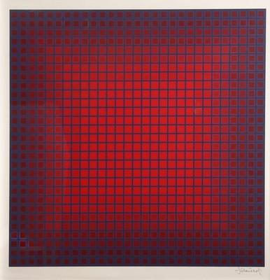 Julian Stanczak, Compounded Red, Screenprint, signed and numbered in ...