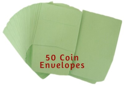 Quality Small Paper Envelopes 2x2 Coin Holders Green w/ Flap Storage ...