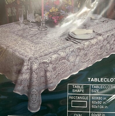 Vintage Lace Tablecloth Scranton Nottingham Lace Gloria Vanderbilt 70 ...