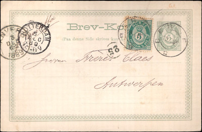 NORWAY - POSTAL STATIONARY - 1889 - to - ANTWERP | eBay