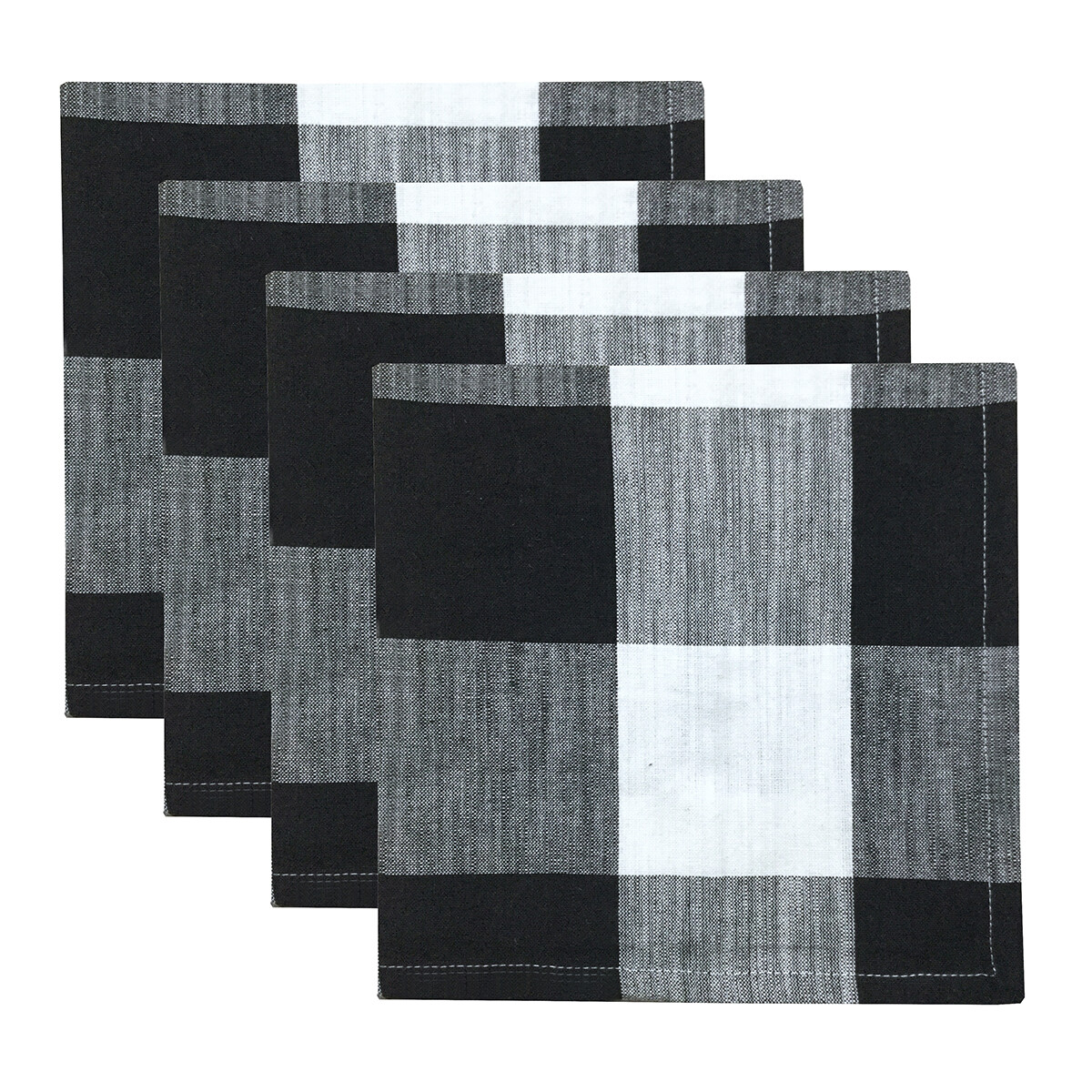 Buffalo Check Plaid Dinner Napkins Set 8 Black White Cotton 18" | eBay