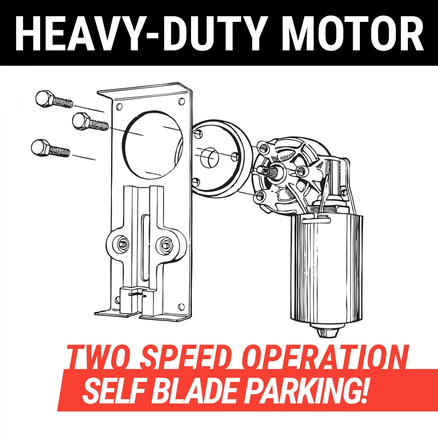 Fully Adjustable Heavy-Duty DC Power Windshield Wiper Kit w/ Harness ...