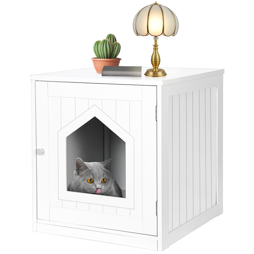 Cat Litter Box Furniture Hidden Enclosed Cabinet Cat Washroom Vent Hole ...
