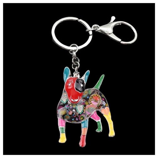 Enamel Dog Keyring - Bag Handbag Charm - Key Chain Ring - Animal Dog ...