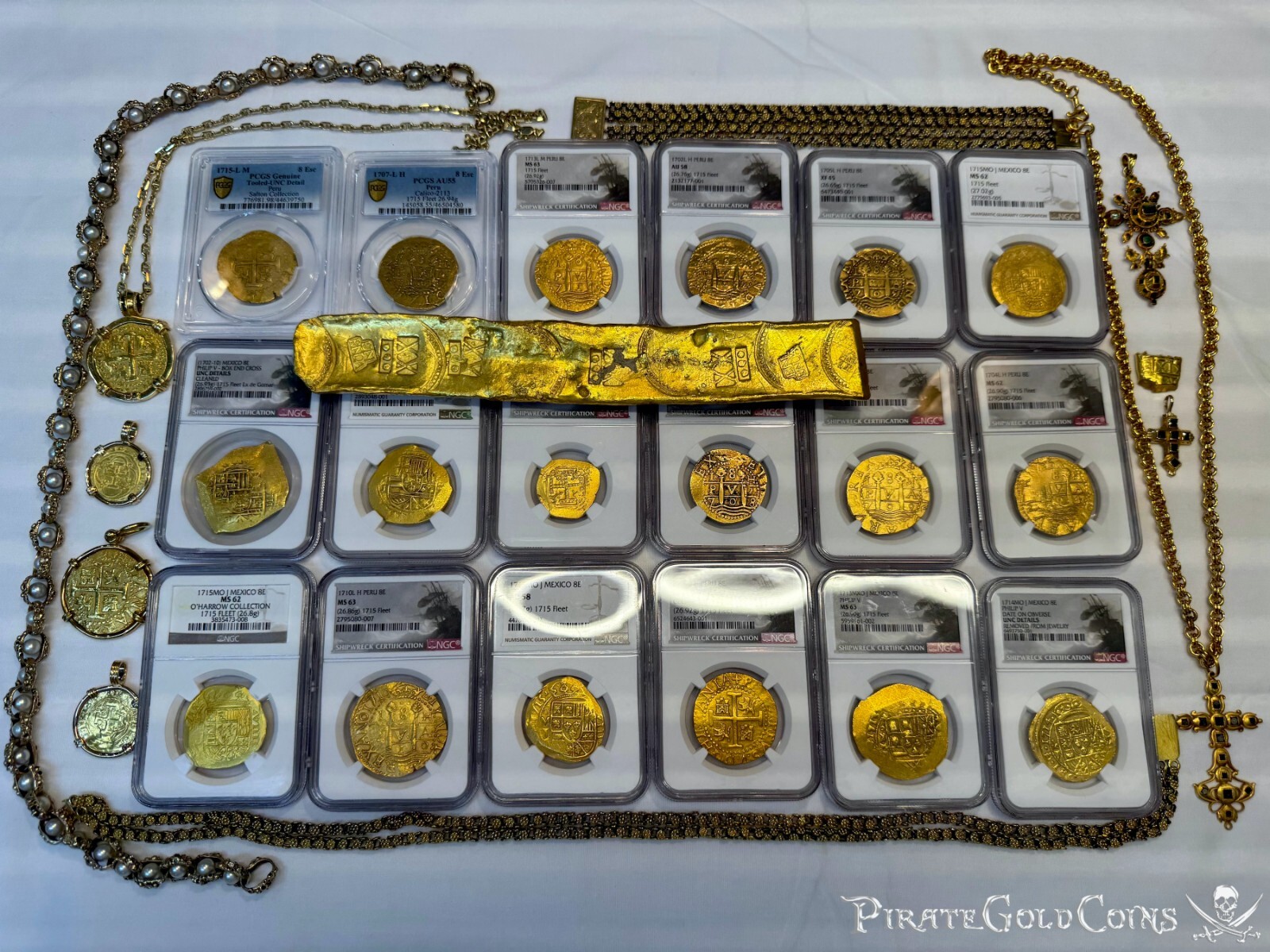 FINEST KN! PERU 8 ESCUDOS 1710 NGC 63 1715 FLEET SHIPWRECK GOLD ...