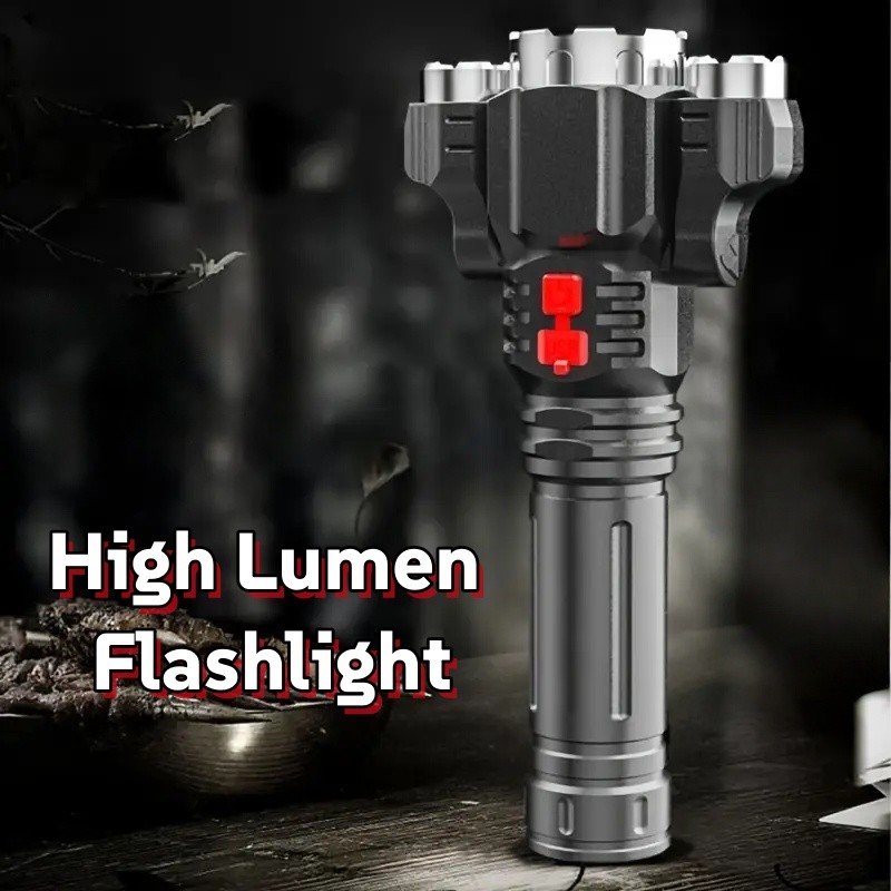 Super Bright 3 Head LED Flashlight Rechargeable Tactical Flashlights ...