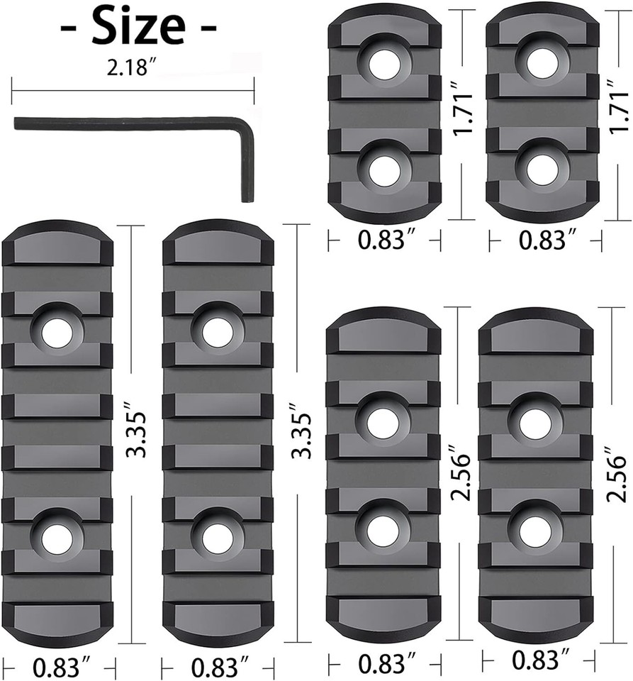 6PACK M Lock Picatinny Rail 3/5/7/9/11/13 Slot Set M-Lok Picatinny Rail ...