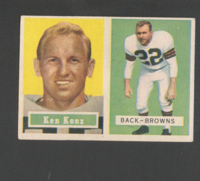 1957 Topps Football Card #52 Ken Konz-Cleveland Browns Ex Card | eBay