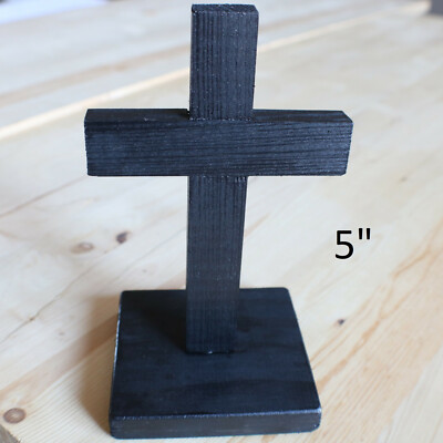 Small Standing Cross Black 5" Handmade USA Decor Cruz Catholic Plain ...