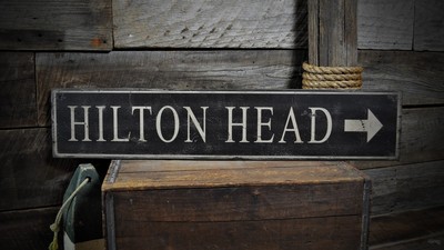 Custom Primitive Hilton Head Sign -Rustic Hand Made Vintage Wood Sign ...