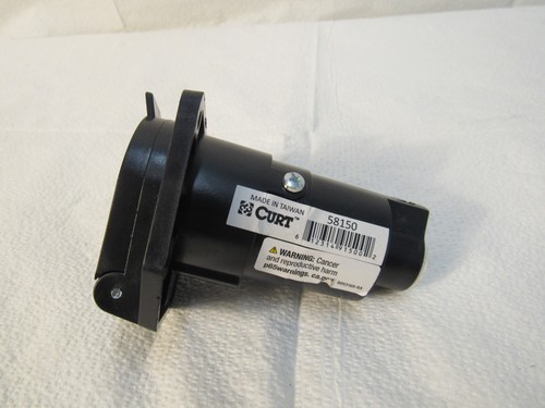 CURT 58150 7-Way RV Blade Connector Socket Vehicle Side Black Plastic ...
