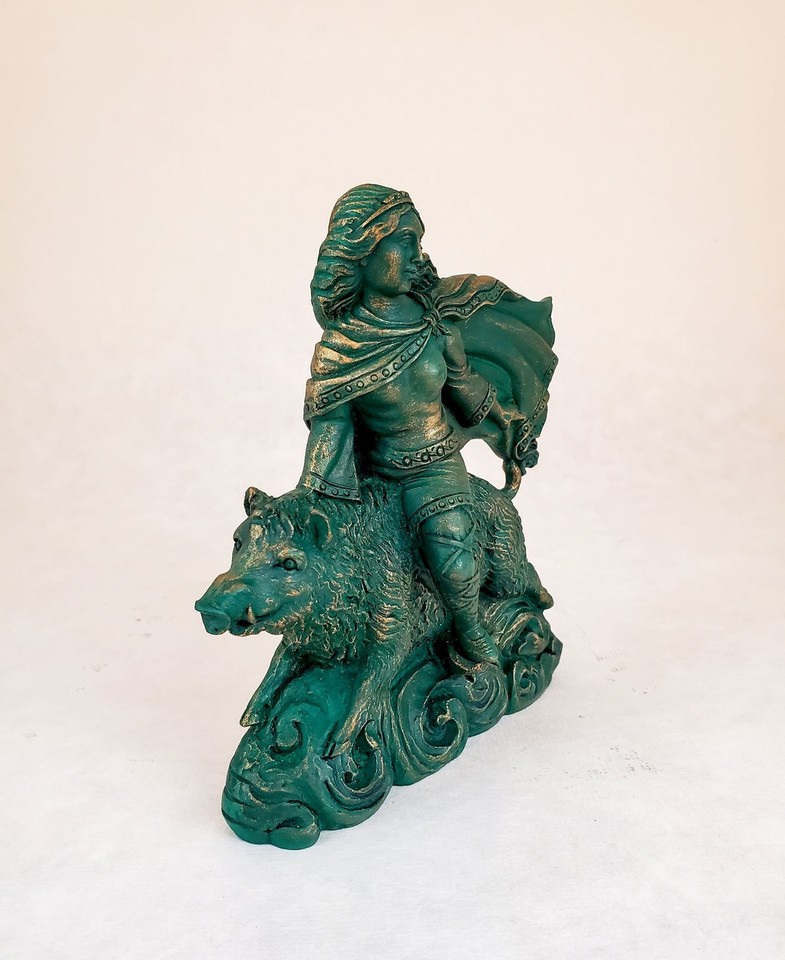 Freya Statue Norse Goddess On Boar Gypumstone Handmade Altar Idol 5.5 ...