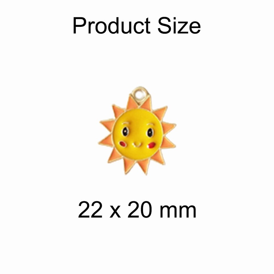 30pcs Cartoon Sun Charms Pendants Enamel Smile Sun Charms Yellow for ...