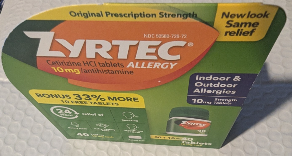 40 TABLETS* ZYRTEC 10mg HCI Expires: AUGUST 2026+ | eBay