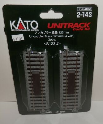 Kato HO Scale Unitrack Uncoupler Track 4 7/8" S123U (2pcs) #2-143 NIP ...