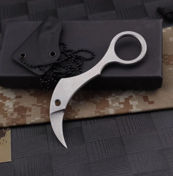 Tactical Karambit Fixed Blade Knife Full Tang D2 Blade Hunting Survival ...