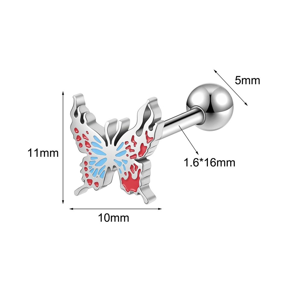 14G Stainless Steel Skulls Tongue Ring Butterfly Tongue Piercing ...
