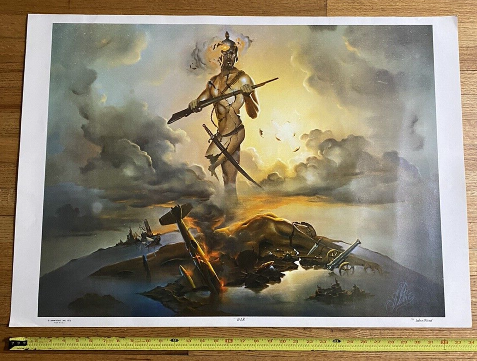 1973 "WAR" Fantasy Mythology Art Poster Original John Pitre 34" X 24 ...