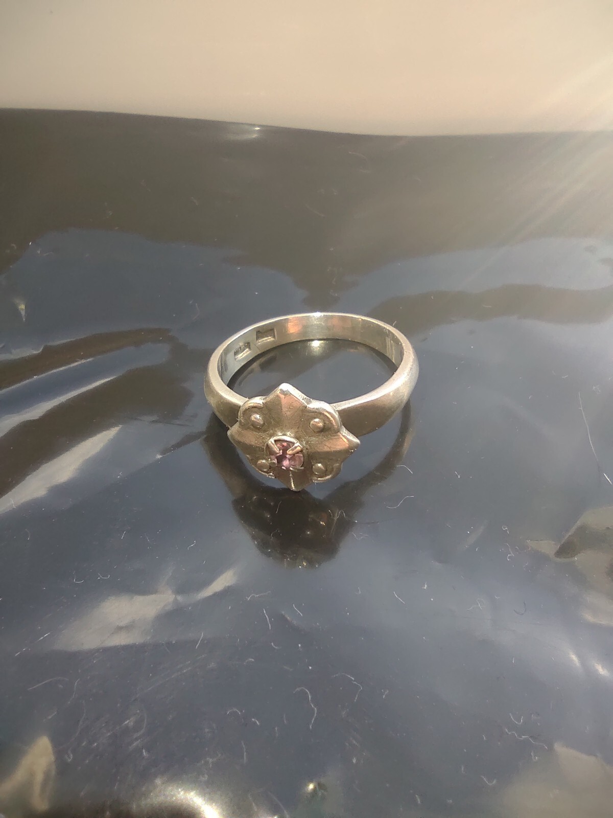 USSR Vintage Soviet Women's Ring Sterling Silver 875 - Gem