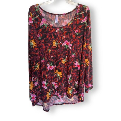 LuLaRoe Womens Top 3X 26 28 24 26 Lynnae Long Sleeve Hi Lo Tunic Floral ...
