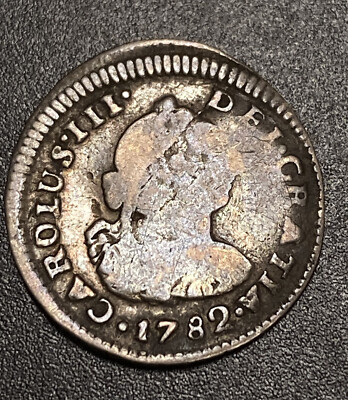 1782 M.I. Peru Silver 1/2 Reale Colonial Milled US First Currency Crude ...