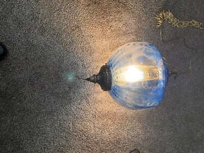 Antique Vintage Blue Hanging Ceiling Lamp/Light | eBay