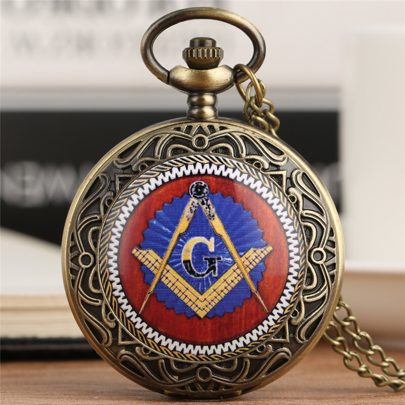 Bronze Masonic Freemasonry Chrome Square and Compass Mason Pocket Watch ...