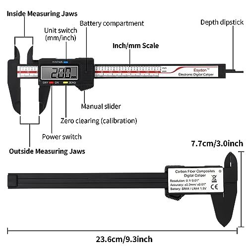 Digital Caliper, Upgraded Calipers 6 inch, Measuring Tool, Electronic ...