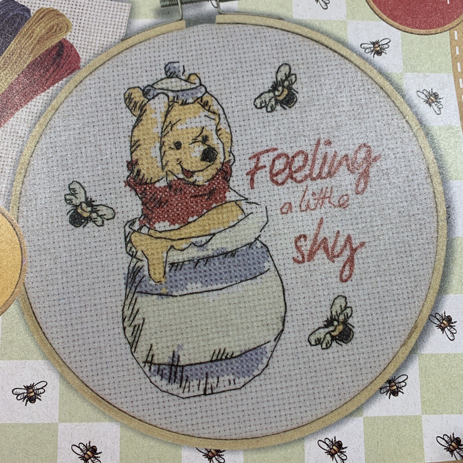 Disney Cross Stitch Kit Winnie The Pooh Feeling A Little Shy With Hoop ...